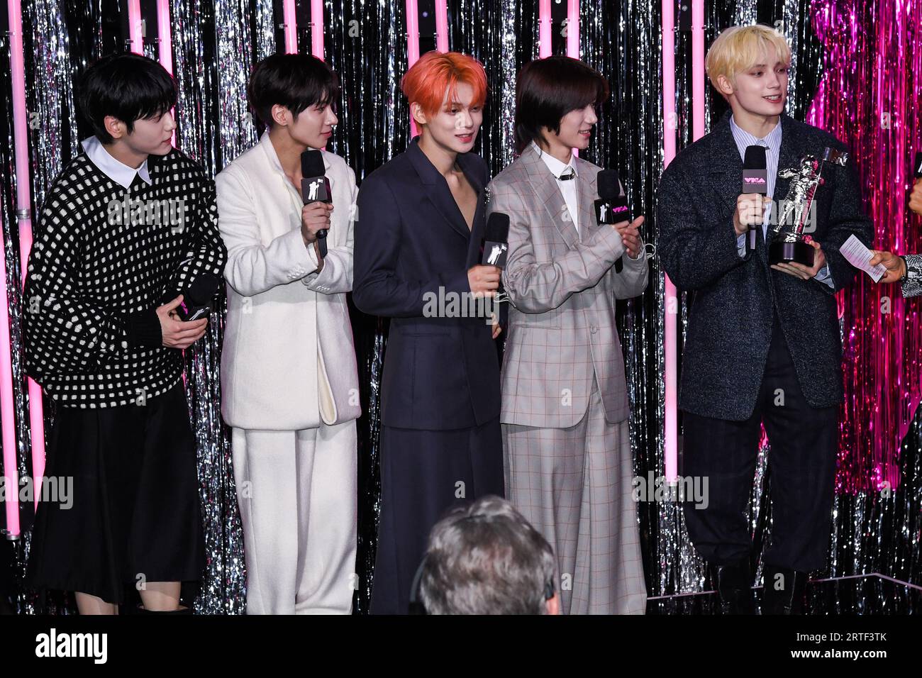 New Jersey, USA. 12th Sep, 2023. Soobin, Kang Taehyun, Yeonjun, Beomgyu and Huening Kai of ...