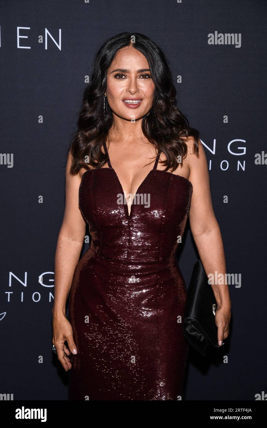 New York, USA. 12th Sep, 2023. Salma Hayek walking on the red carpet at The Kering Foundation ...