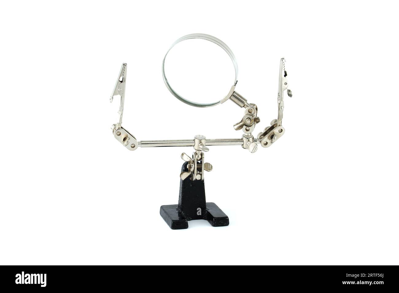 Fully adjustable helping hand magnifier isolated on white background ...
