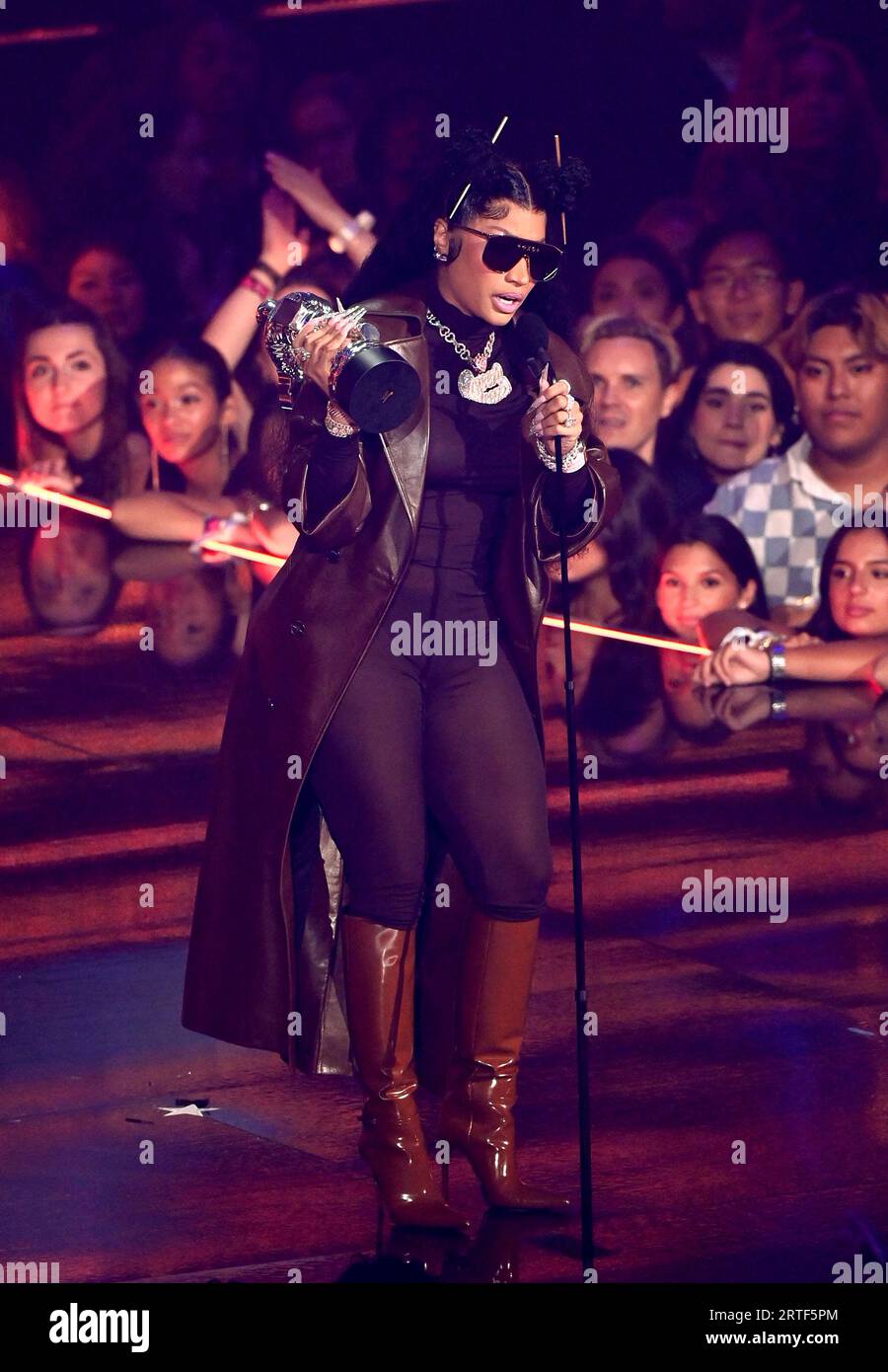 Nicki Minaj on stage after winning the Best Hip-Hop award for Super ...