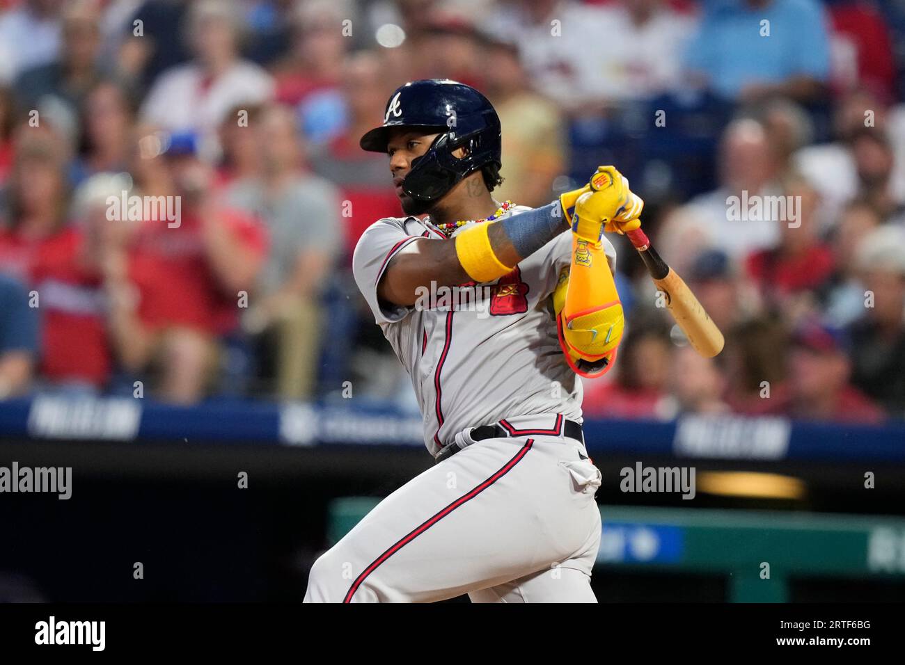 Atlanta Braves' Ronald Acuna Jr. plays during a baseball game, Tuesday ...