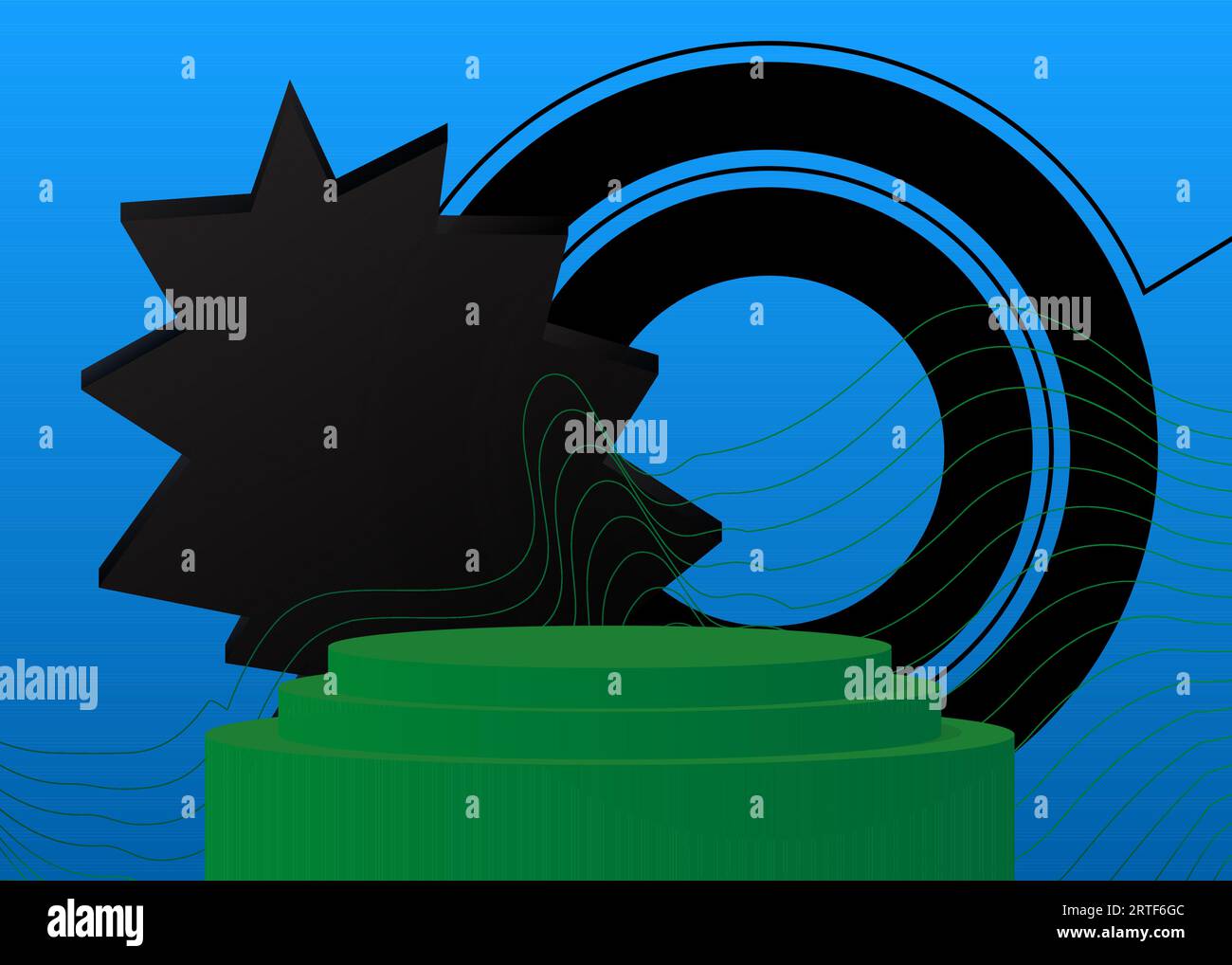 Blue, Black and Green Mockup product display. Vector pedestal podium ...