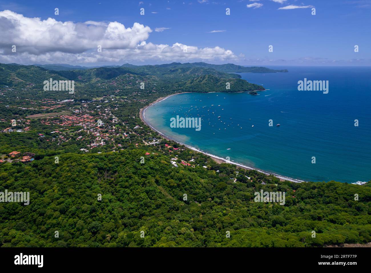 Beautiful aerial view of Playas del Coco, Hermosa Beach and its green ...