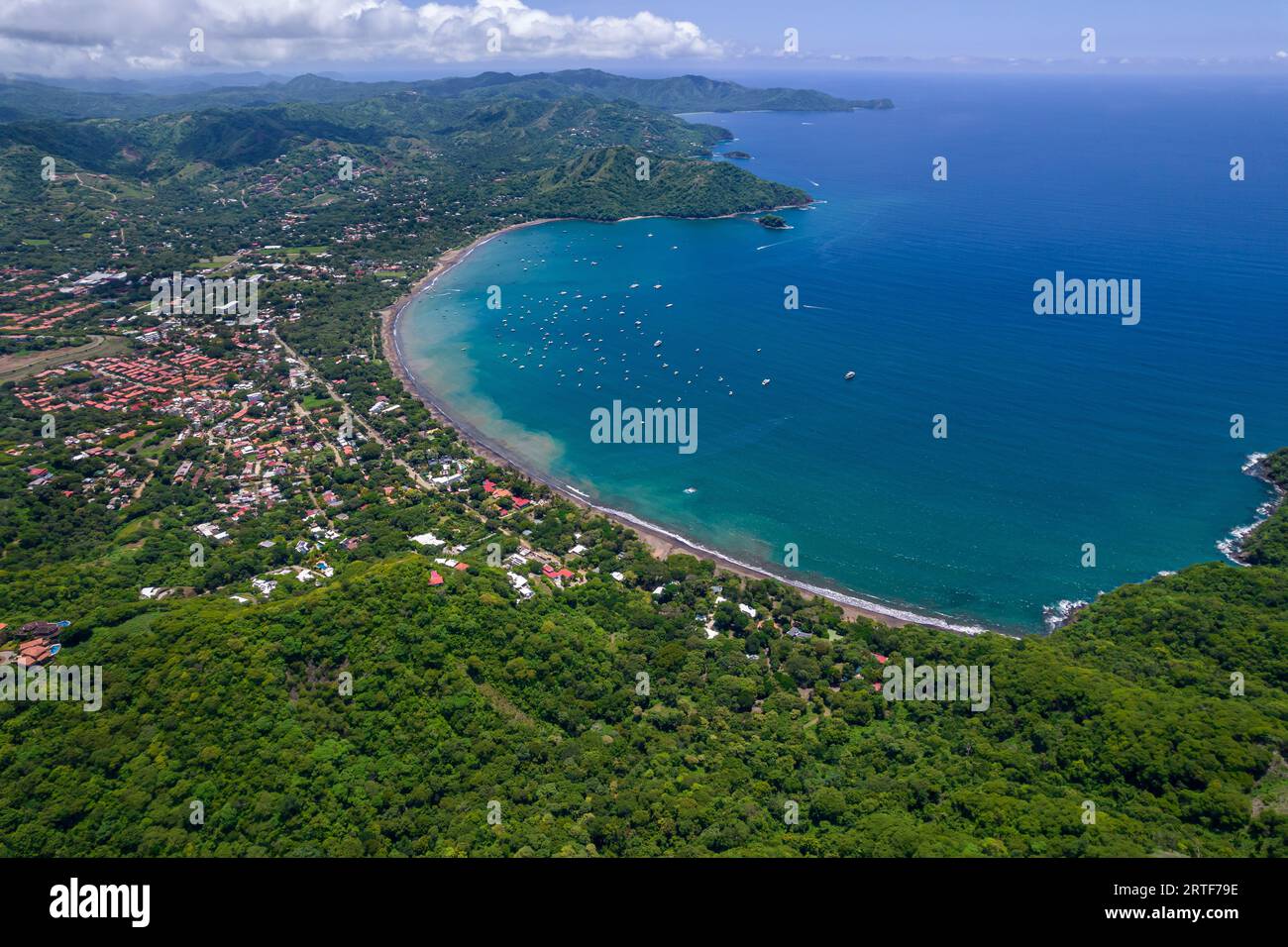 Beautiful aerial view of Playas del Coco, Hermosa Beach and its green ...