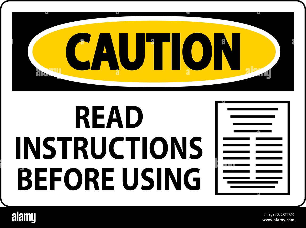 Caution Machine Sign Read Instructions Before Using Stock Vector Image ...
