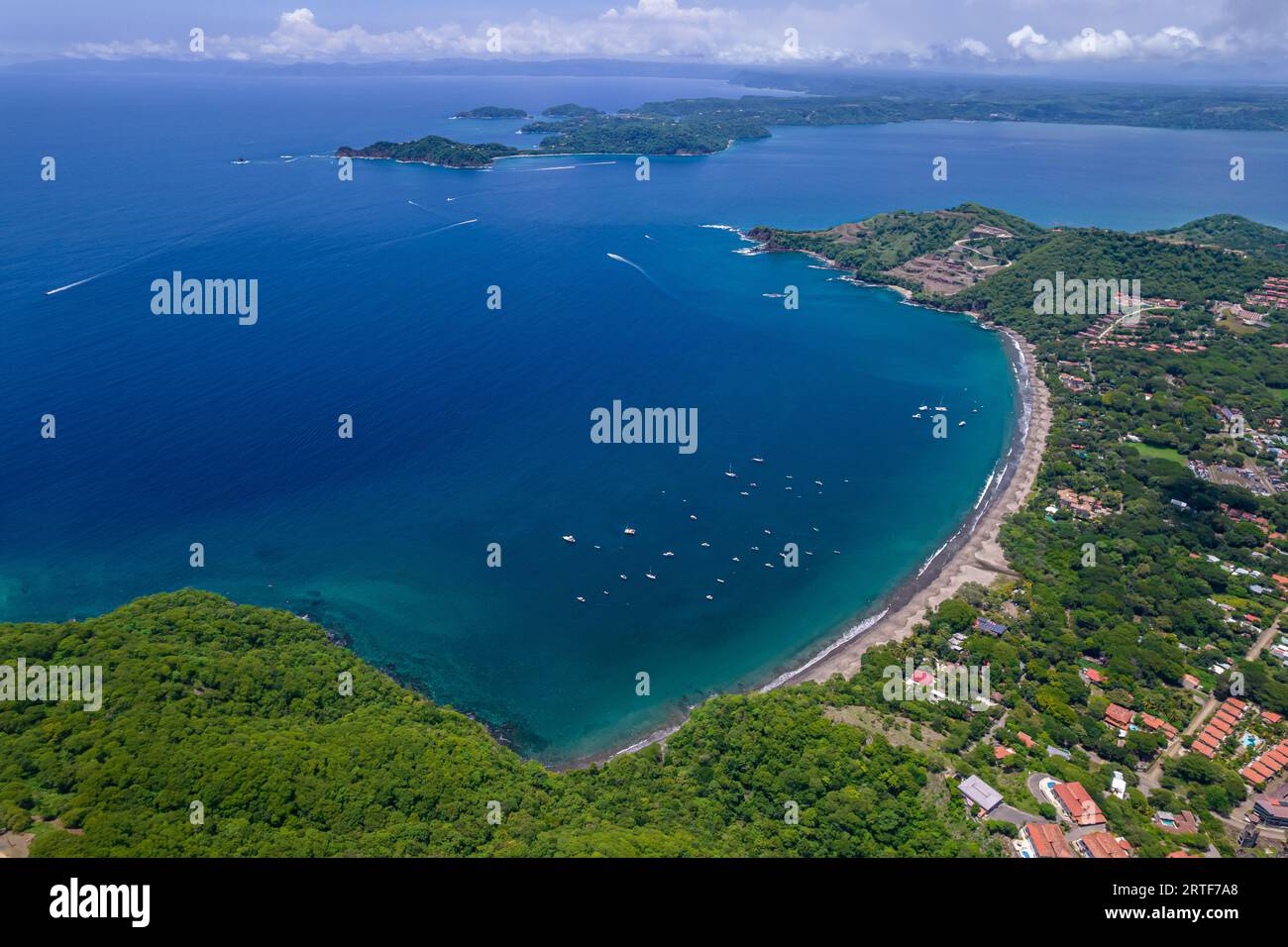 Beautiful aerial view of Playas del Coco, Hermosa Beach and its green ...