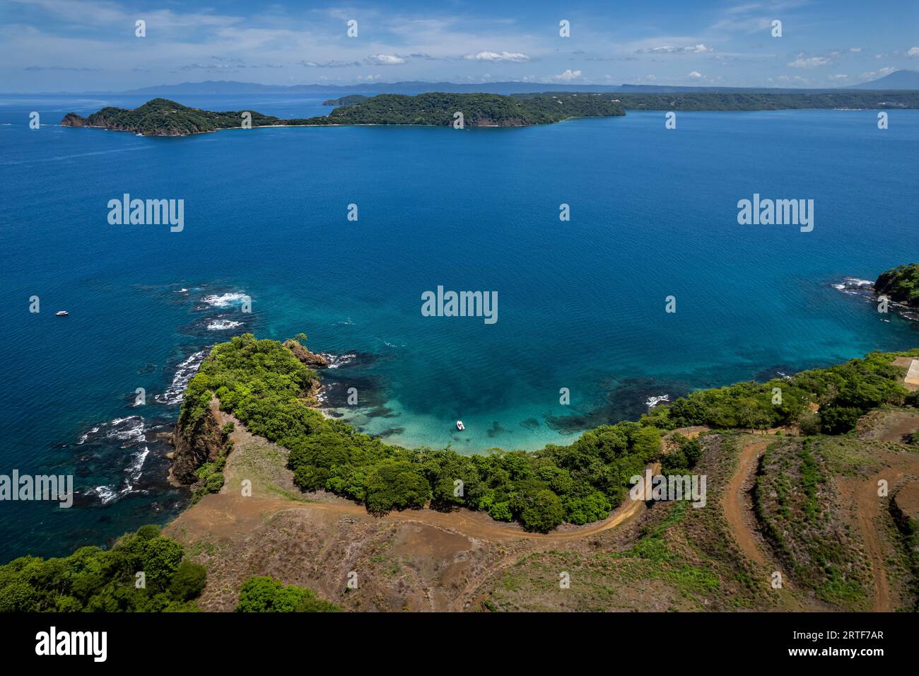 Beautiful aerial view of Playas del Coco, Hermosa Beach and its green ...