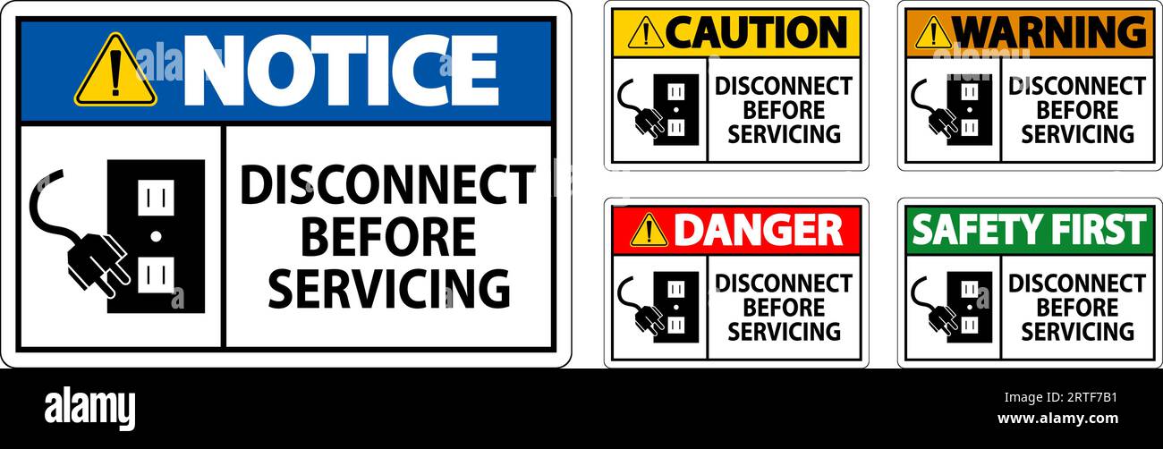 Danger Sign Disconnect Before Servicing Stock Vector Image & Art - Alamy