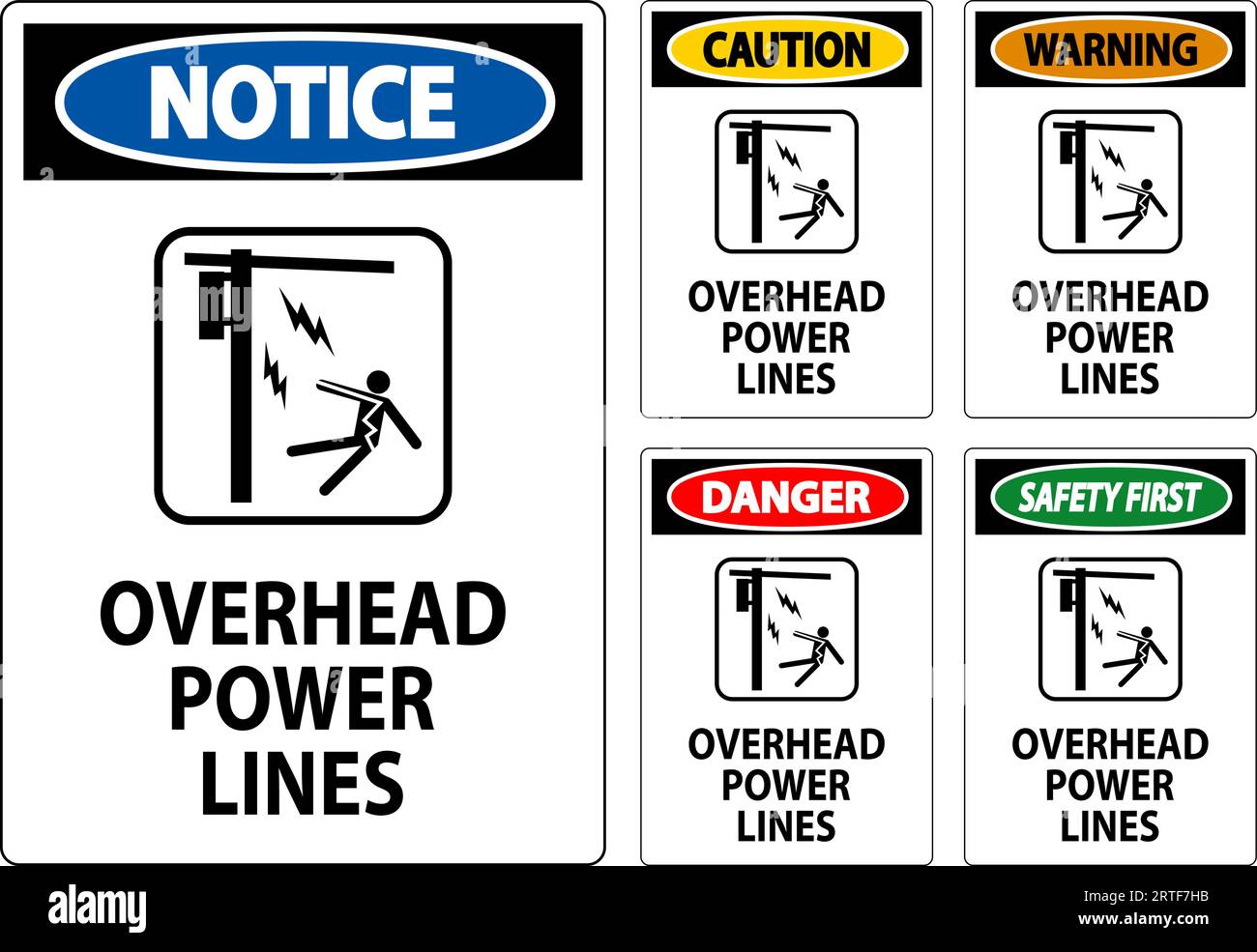 Danger Sign Overhead Power Lines Stock Vector Image & Art - Alamy