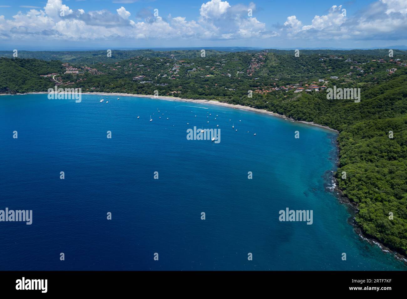 Beautiful aerial view of Playas del Coco, Hermosa Beach and its green ...