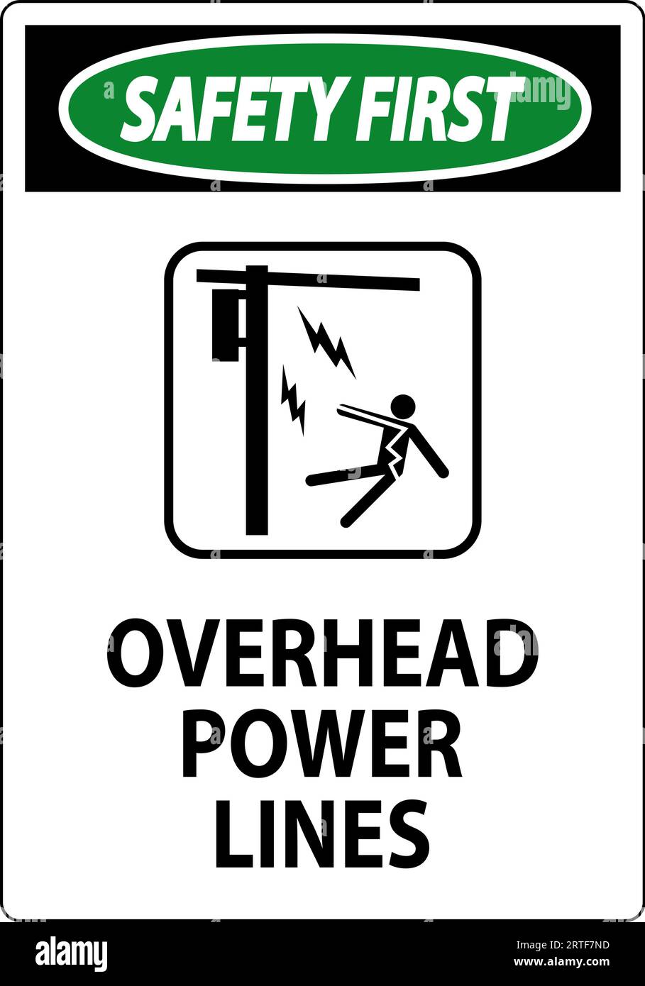 Safety First Sign Overhead Power Lines Stock Vector Image & Art - Alamy