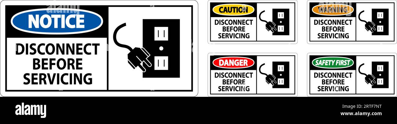 Danger Sign Disconnect Before Servicing Stock Vector Image & Art - Alamy