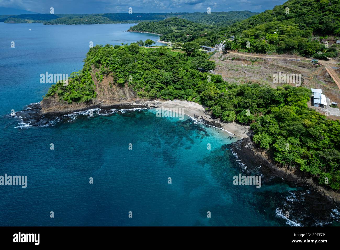 Beautiful aerial view of Playas del Coco, Hermosa Beach and its green ...