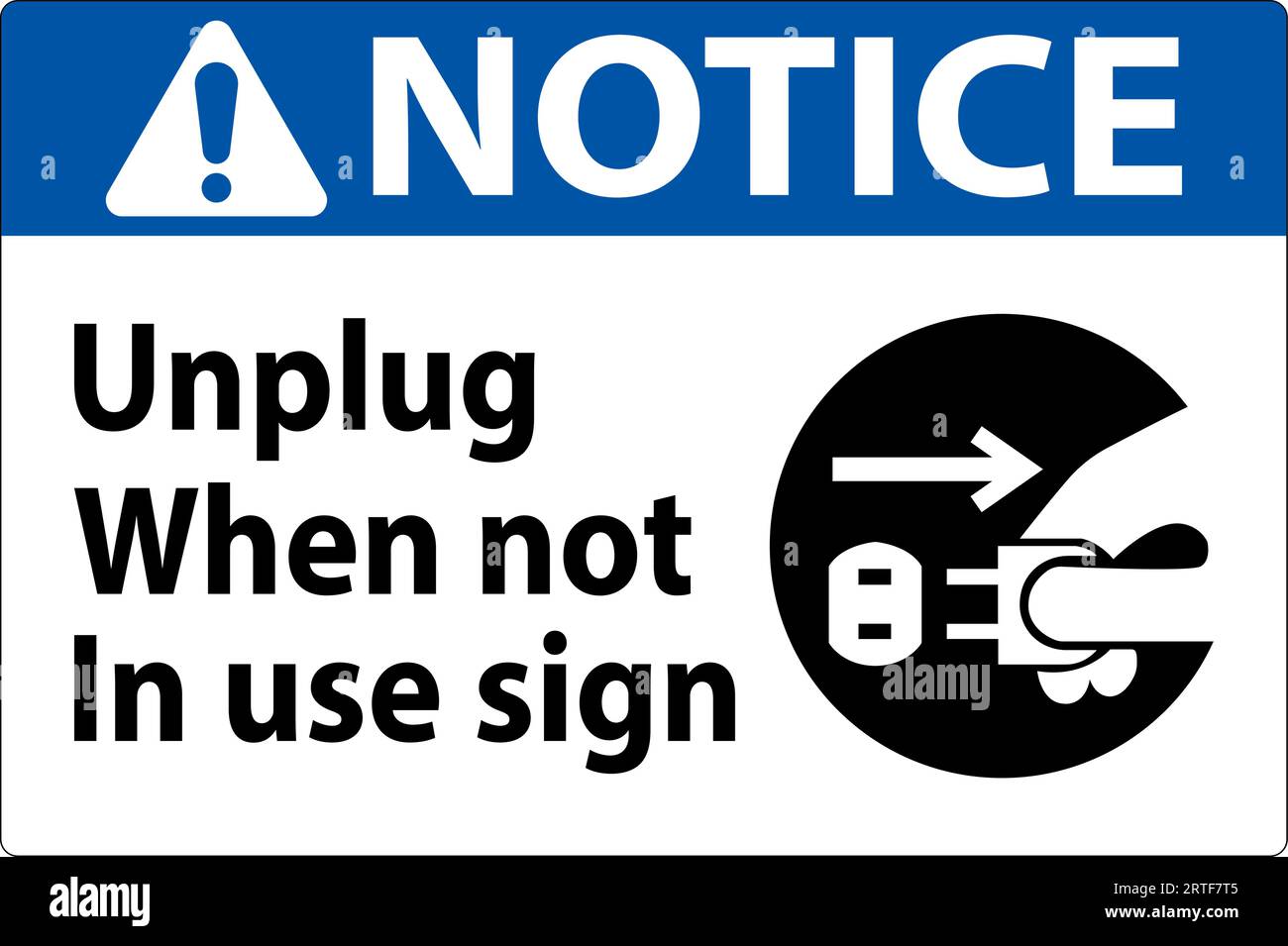 Notice Unplug When Not In Use Symbol Sign Stock Vector Image & Art - Alamy