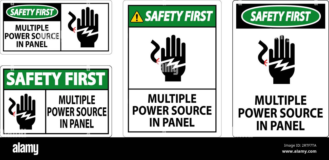 Safety First Sign Multiple Power Source In Panel Stock Vector Image ...