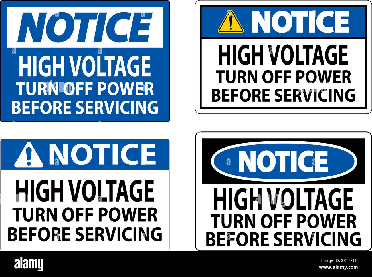 Notice Sign High Voltage Turn Off Power Before Servicing Stock Vector ...