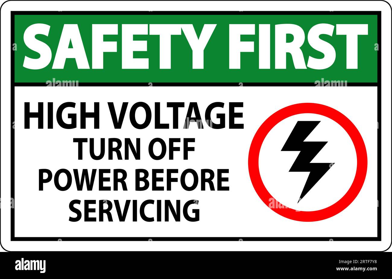 Safety First Sign High Voltage - Turn Off Power Before Servicing Stock ...