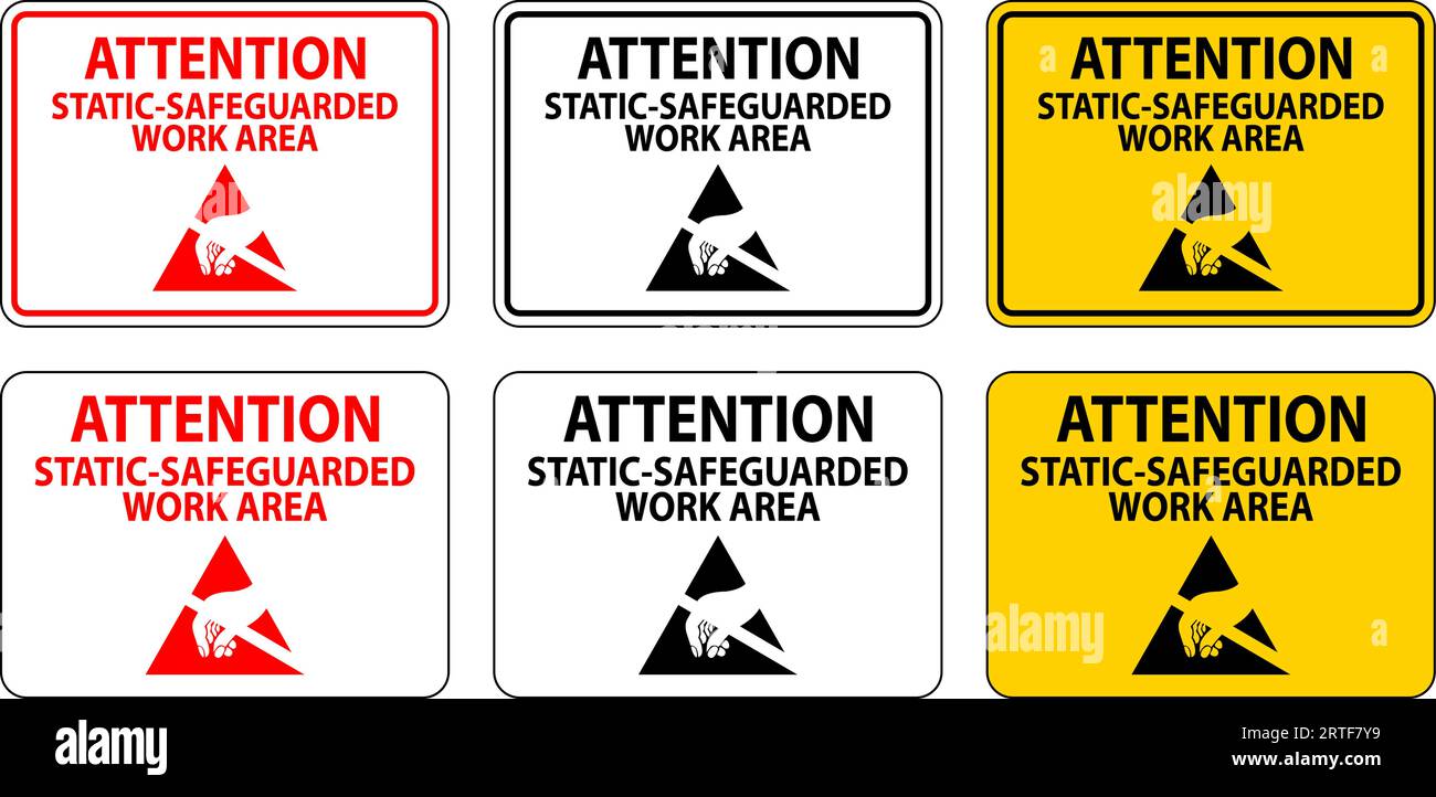 Static Warning Sign Attention - Static-Safeguarded Work Area Stock ...