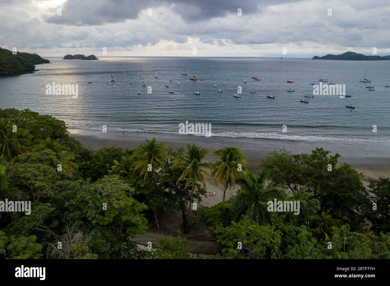 Beautiful aerial view of Playas del Coco, Hermosa Beach and its green ...