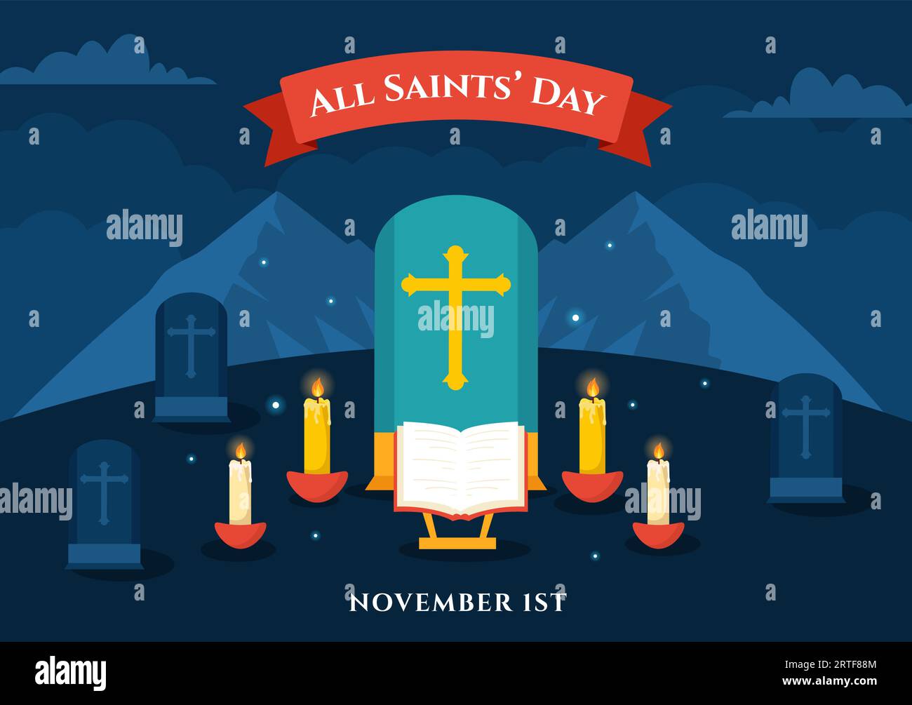 All Saints Day Vector Illustration on 1st November with for the All Souls Remembrance ...