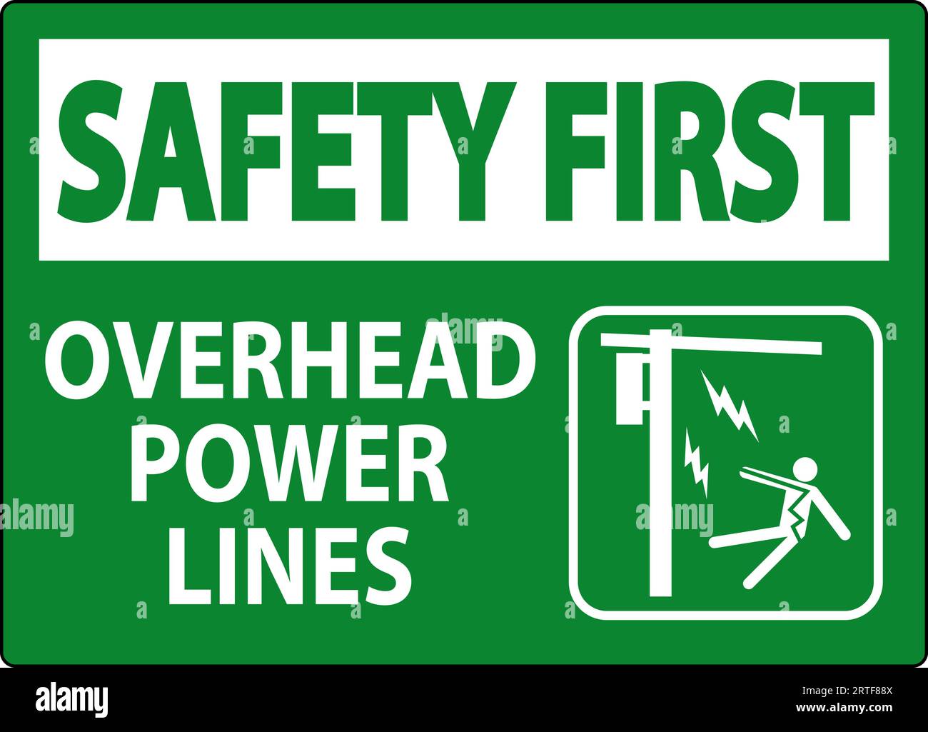 Safety First Sign Overhead Power Lines Stock Vector Image & Art - Alamy