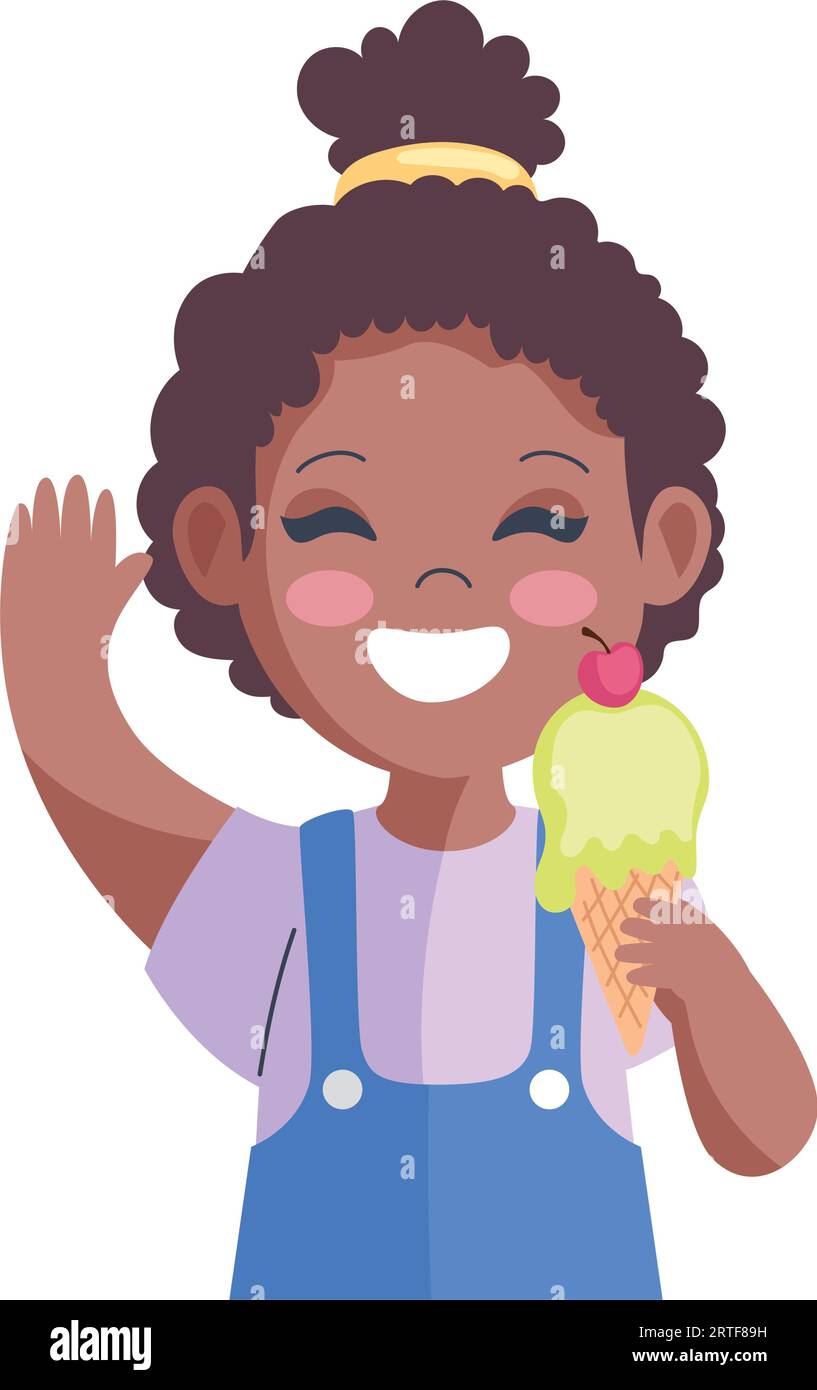 kid eating ice cream cone Stock Vector Image & Art - Alamy