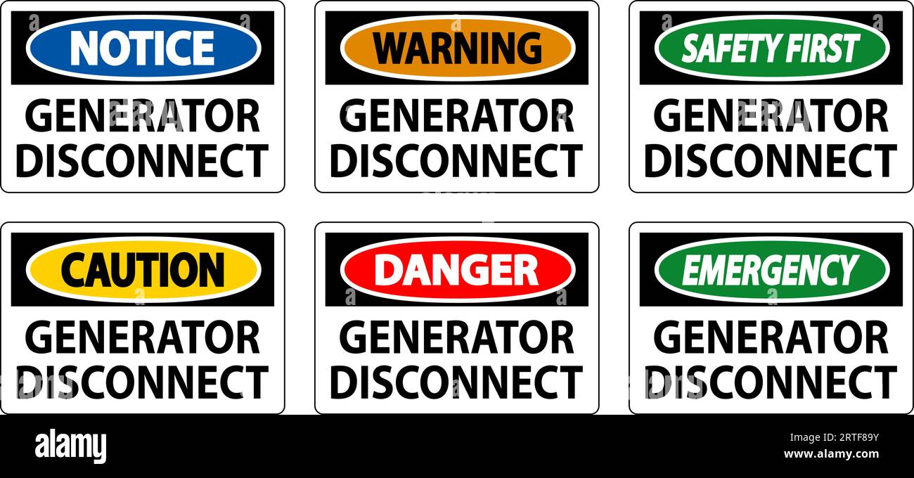 Emergency Sign Generator Disconnect Stock Vector Image & Art - Alamy