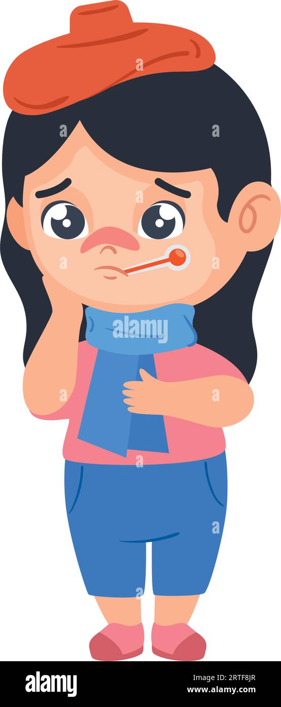 kid sick with fever Stock Vector Image & Art - Alamy