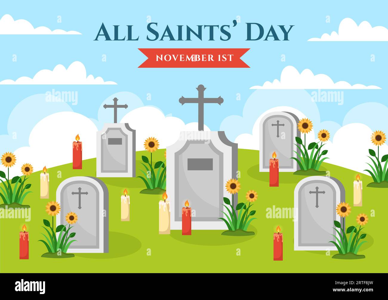 All Saints Day Vector Illustration on 1st November with for the All Souls Remembrance ...