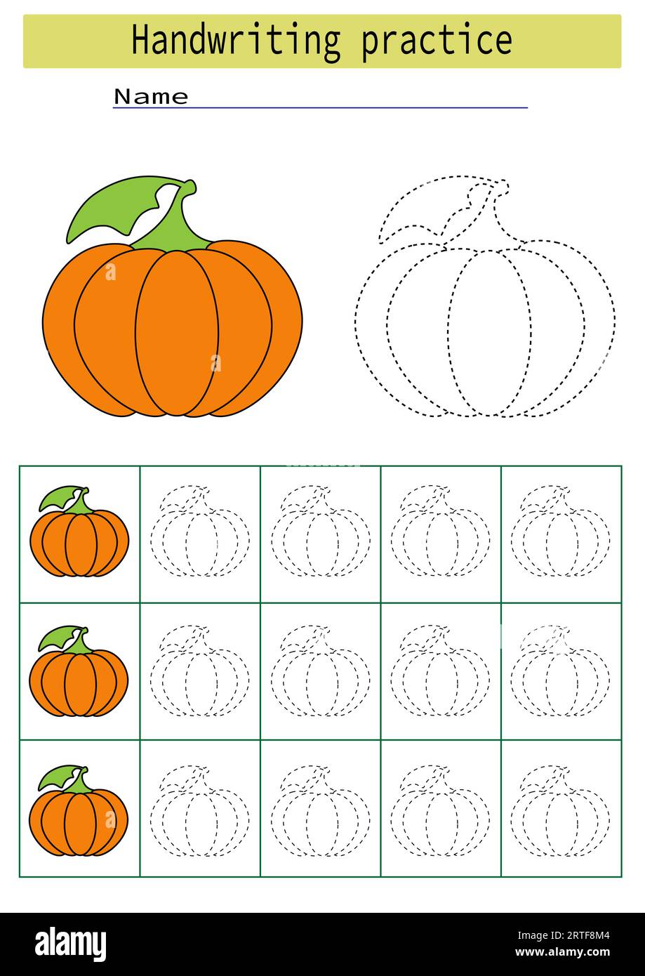 Line tracing for children, vegetable pumpkin development of handwriting ...