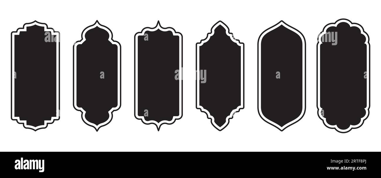 Windows ramadan frames. Arabic door arches. Indian icons with ornaments ...