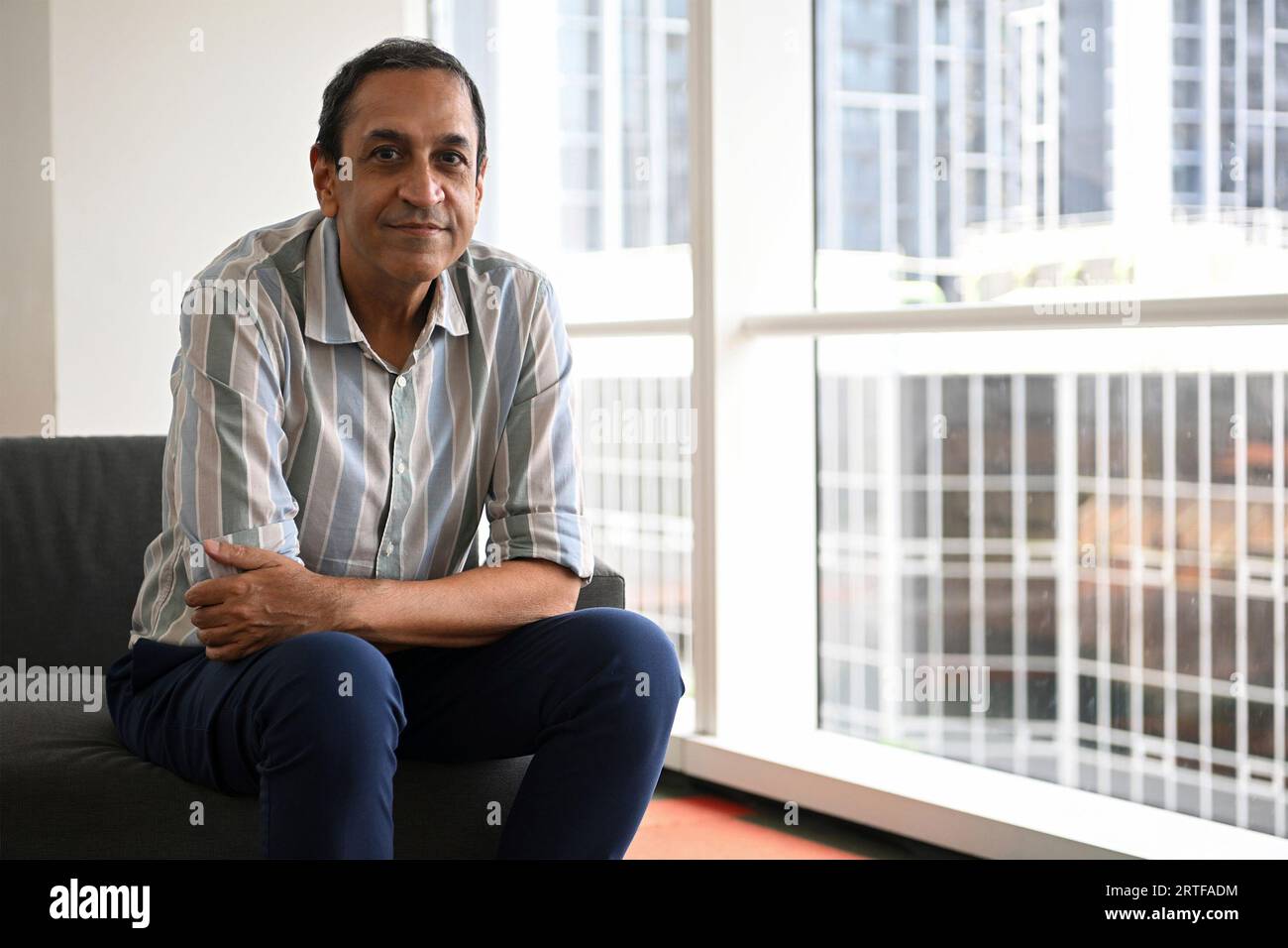 Playwright Haresh Sharma, photographed on 30 July 2023. He is the ...