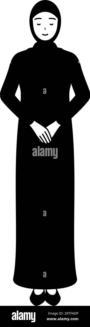 Muslim Woman bowing with folded hands, Vector Illustration Stock Vector ...