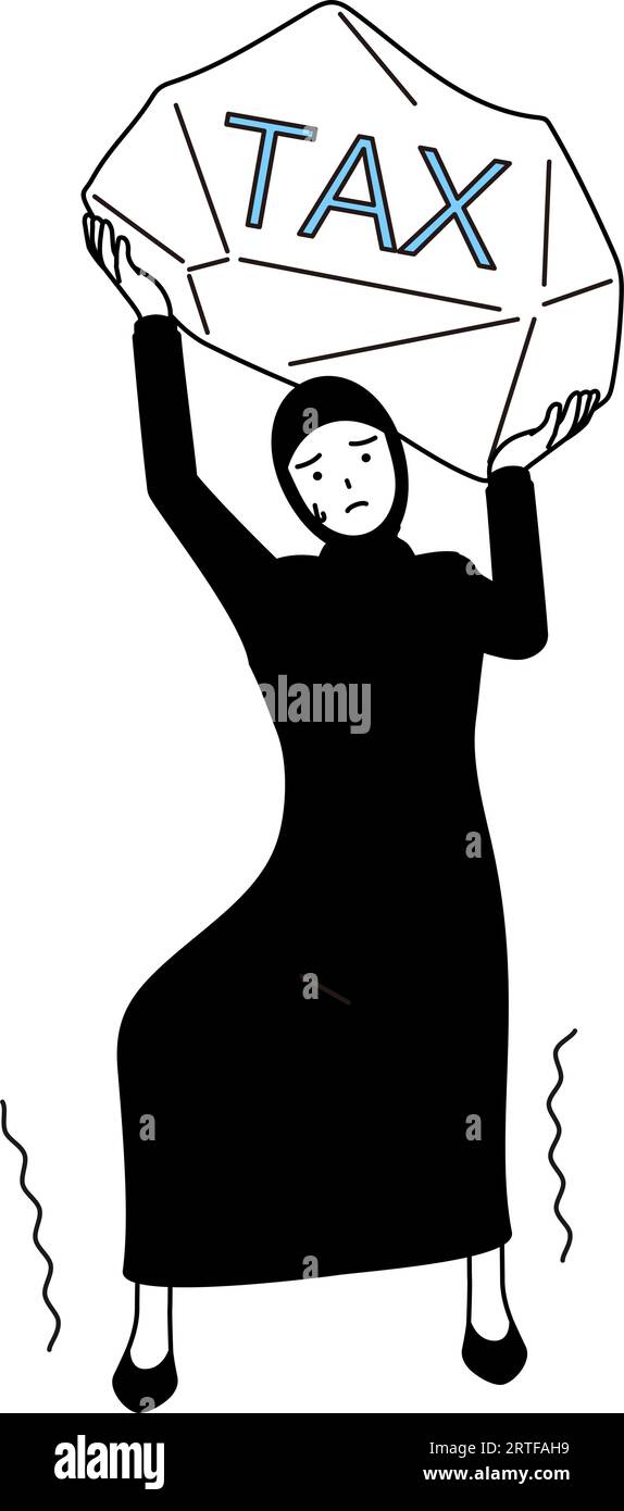 Muslim Woman suffering from tax increases, Vector Illustration Stock ...