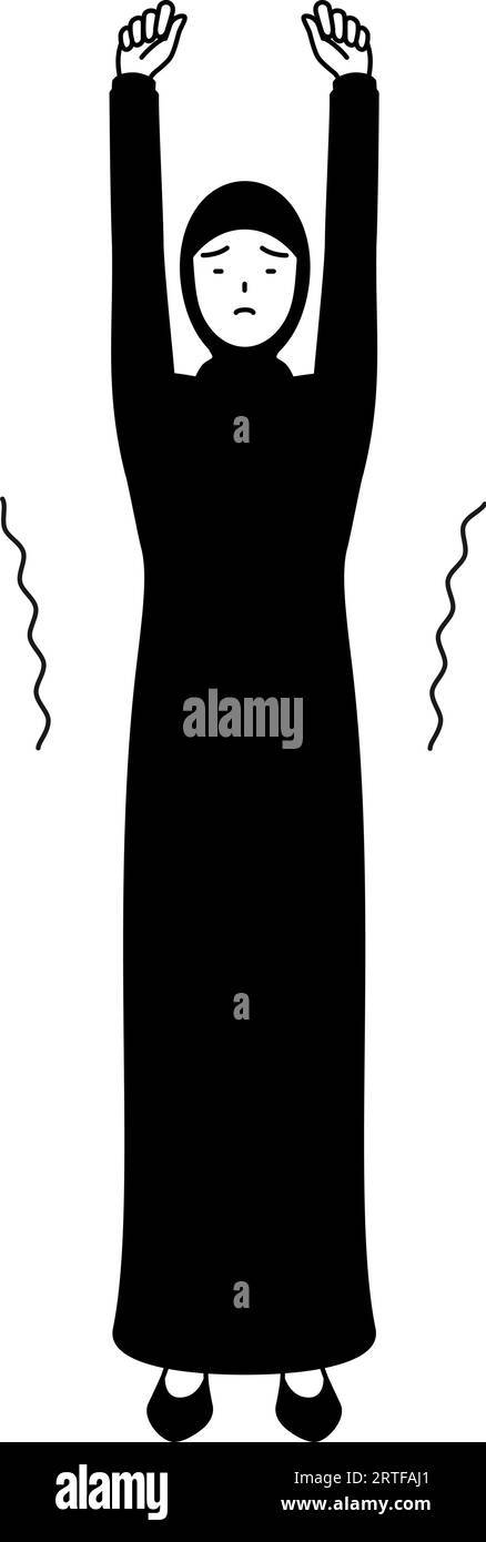 Muslim Woman stretching and standing tall, Vector Illustration Stock ...