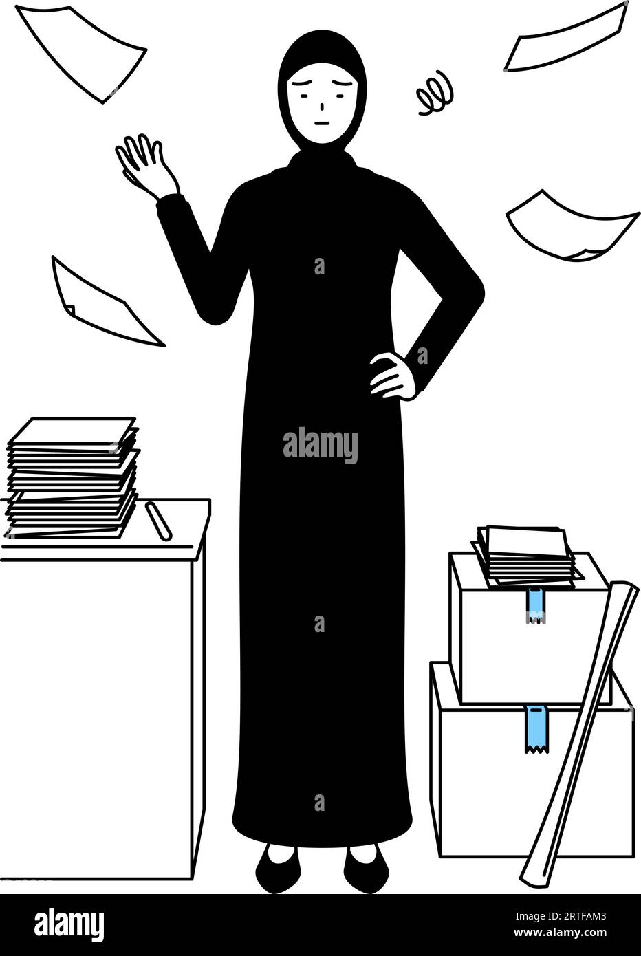 Muslim Woman Who Is Fed Up With Her Unorganized Business Vector Illustration Stock Vector Image
