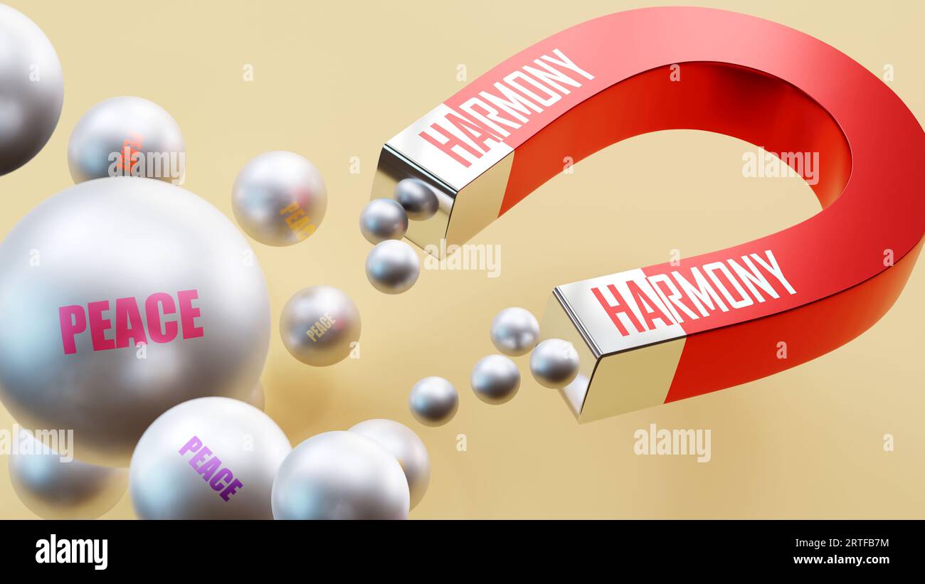 Harmony which brings Peace. A magnet metaphor in which harmony attracts ...