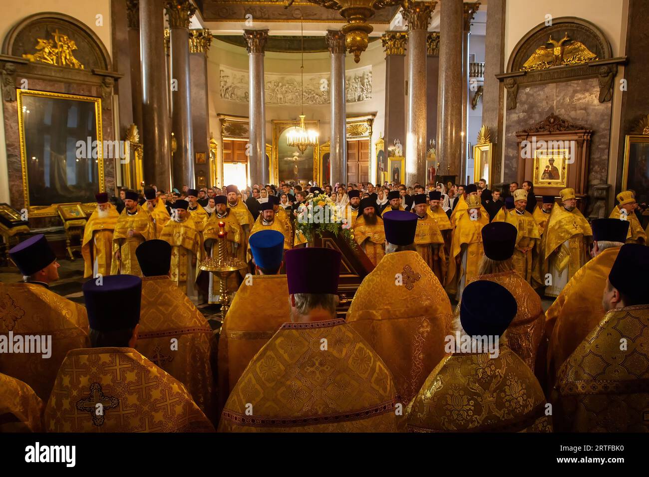 Orthodox priests seen during the festive divine liturgy at the Kazan ...