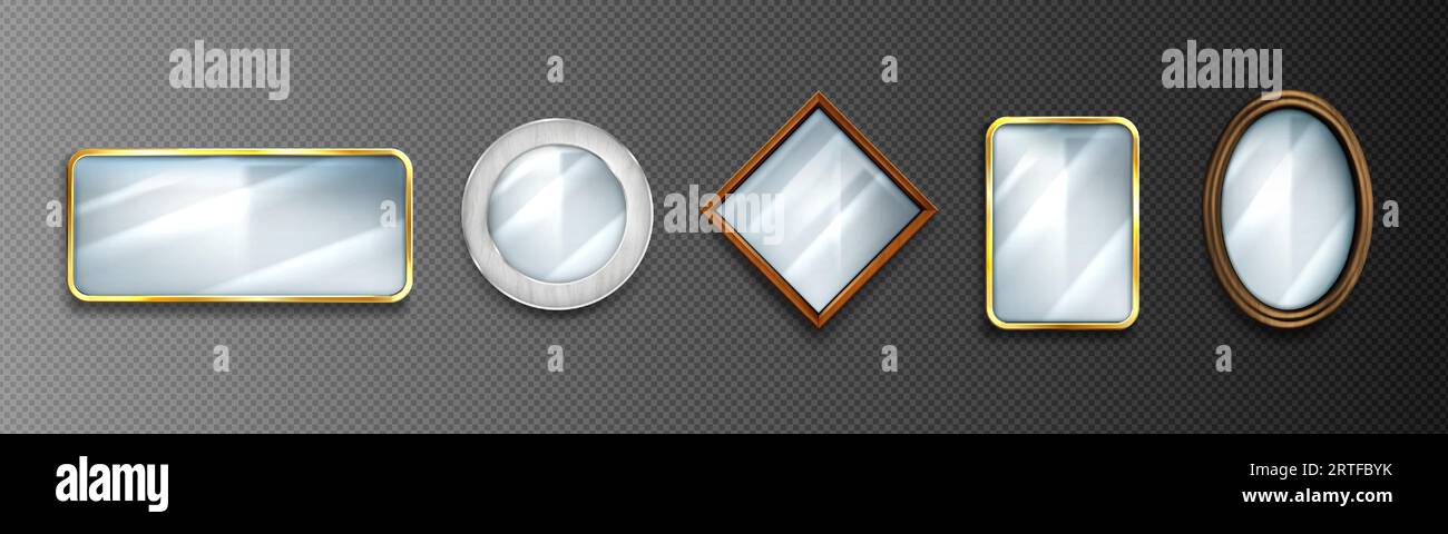 Mirror 3d realistic frames with light reflections on glass surface ...