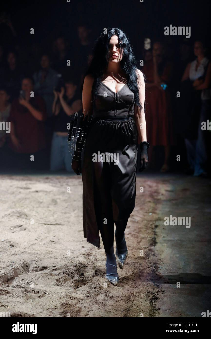 New York, USA. 12th Sep, 2023. A model walks on the runway at the Elena ...