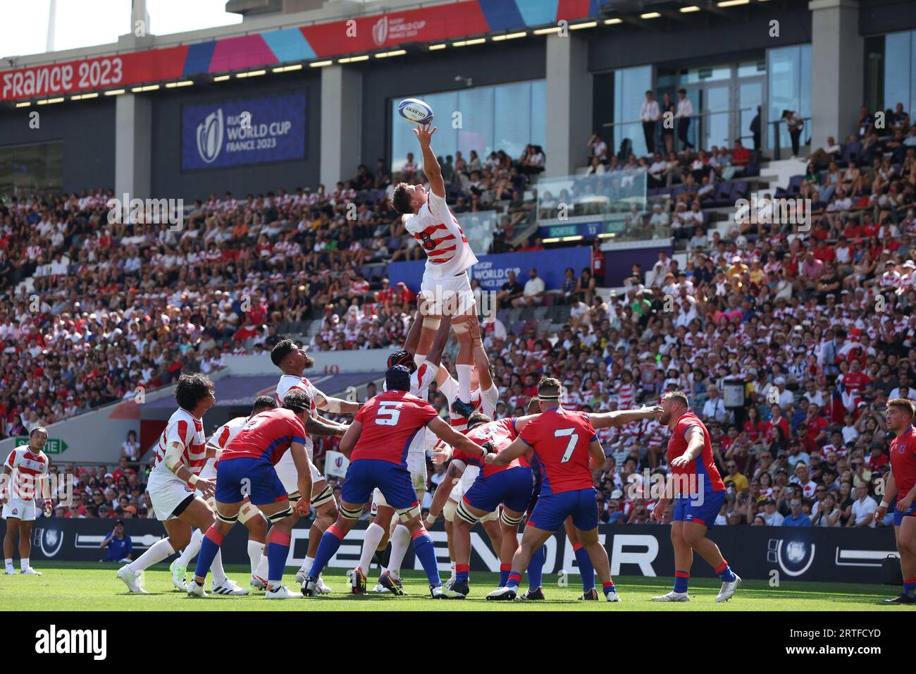 Japan's Jack Cornelsen competes in a line-out during the 2023 Rugby ...