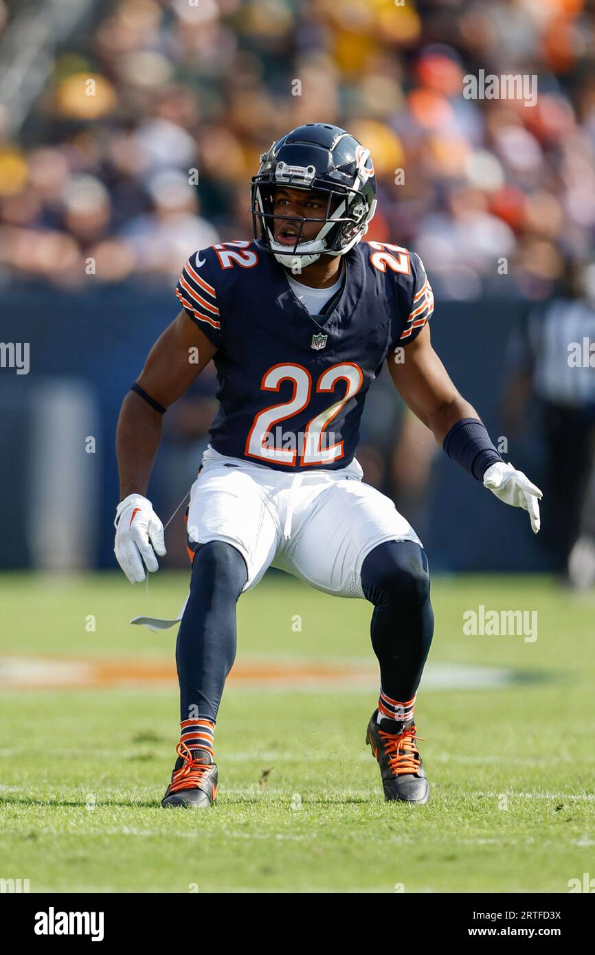 Chicago Bears safety Elijah Hicks (22) runs on the field during the ...