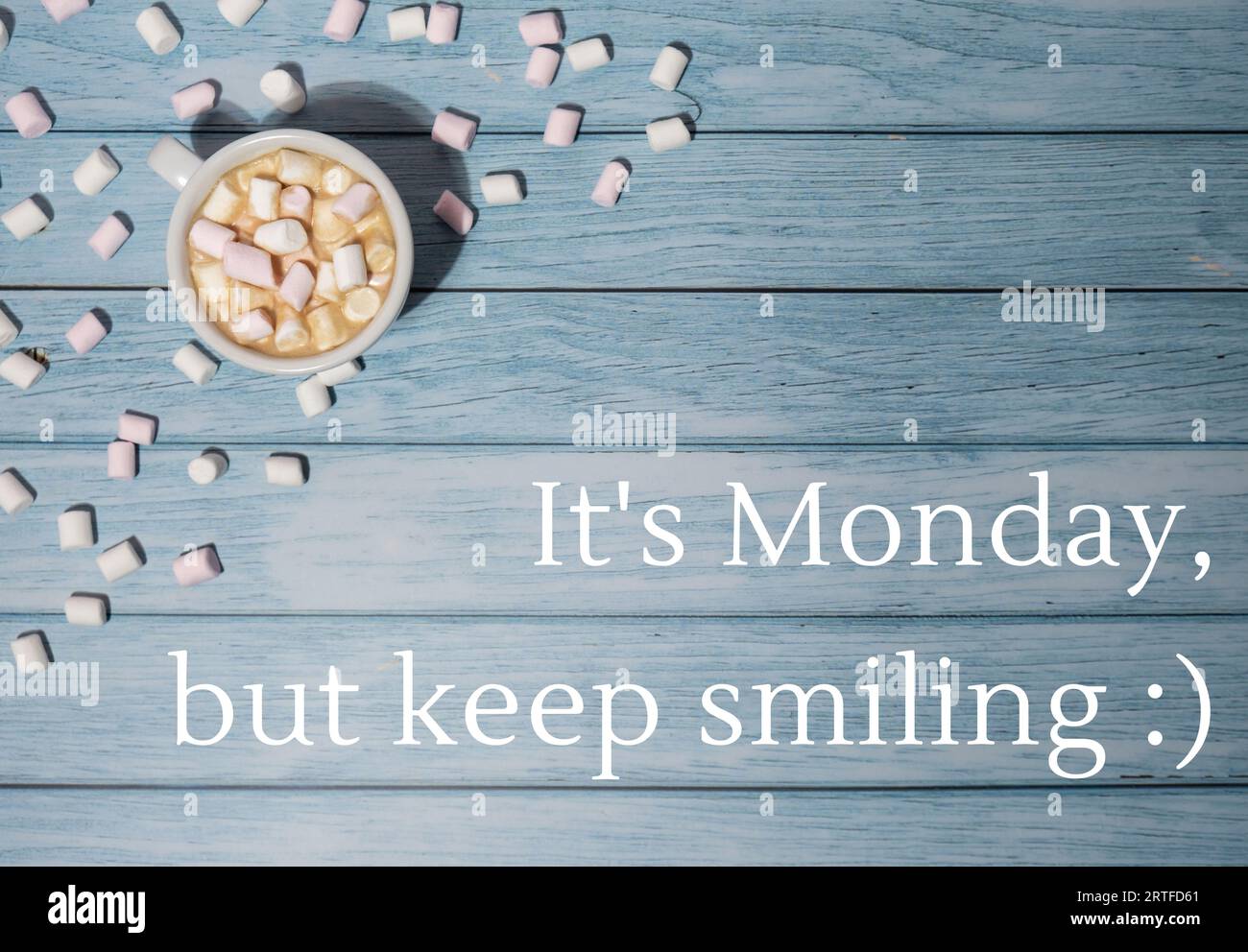 IT'S MONDAY, BUT KEEP SMILING text with white cup of coffee and ...