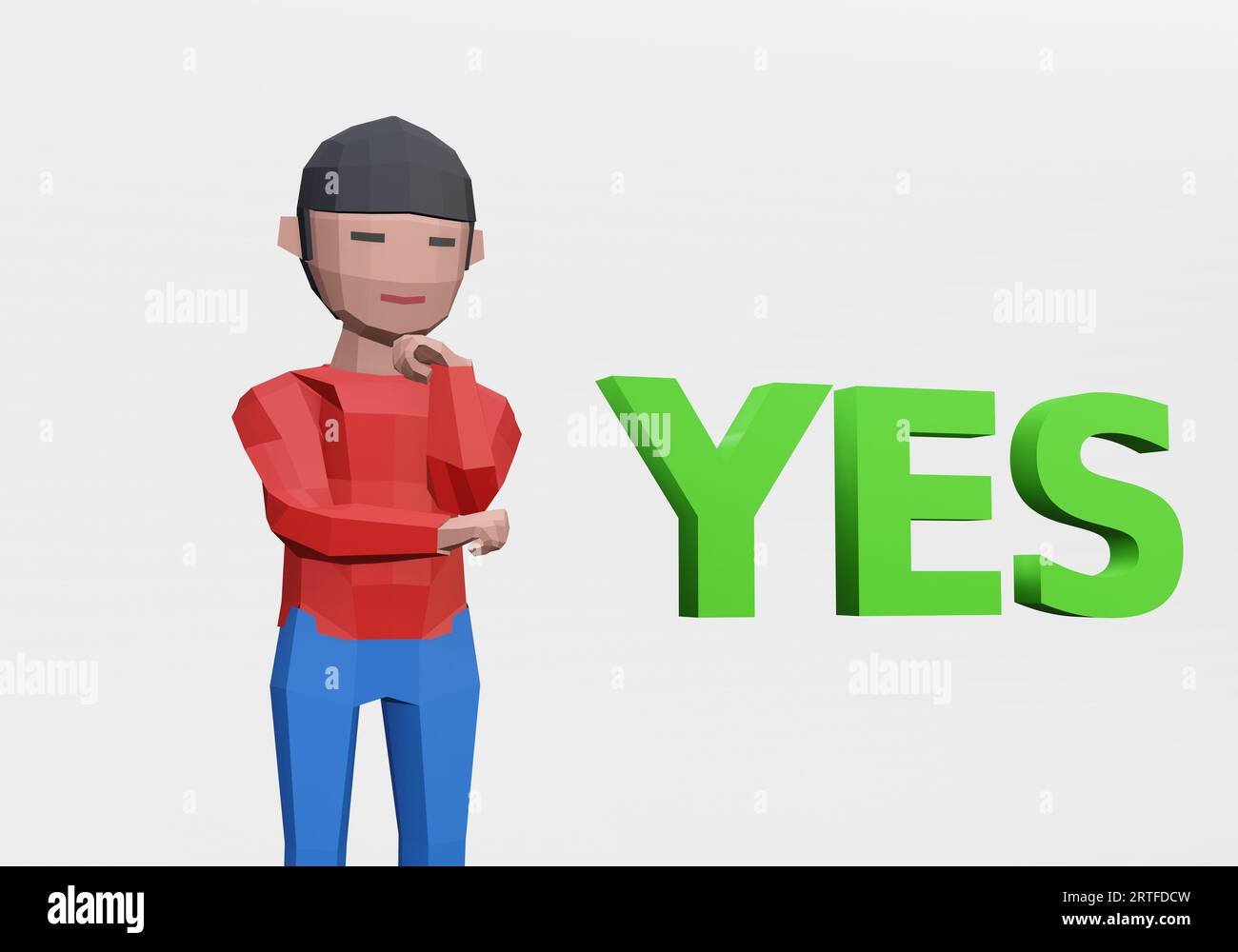 3d render of dummy figure with yes message for choice or vote Stock ...