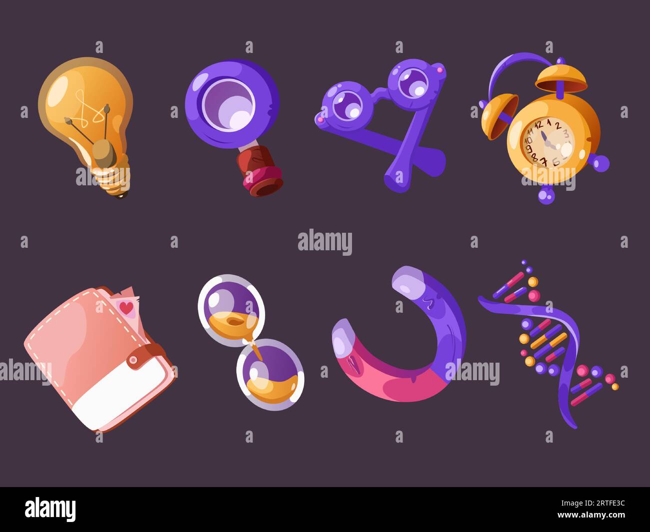 School science vector icon with magnet and dna object set. Biology ...