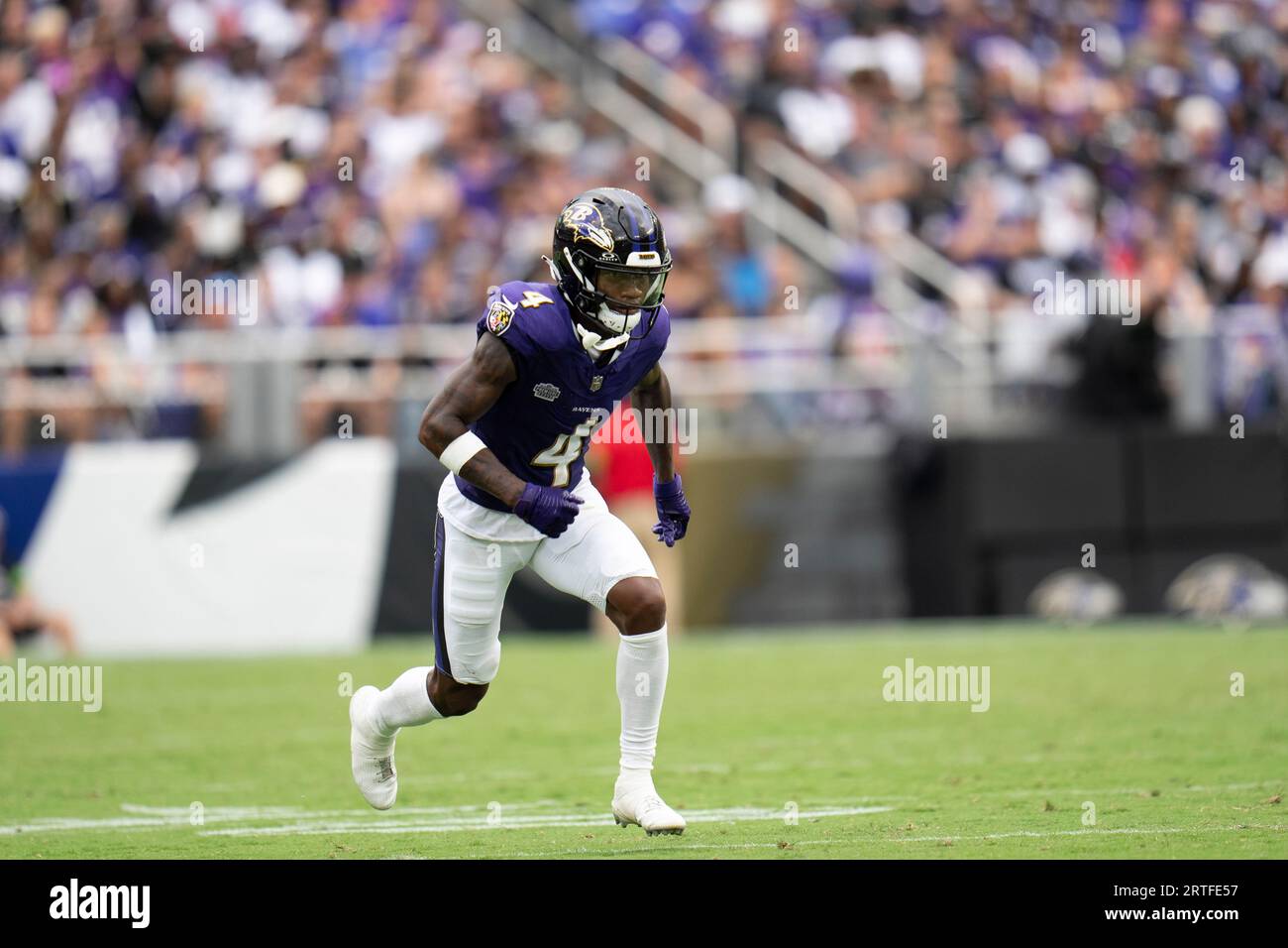 Baltimore Ravens wide receiver Zay Flowers runs a route during the ...