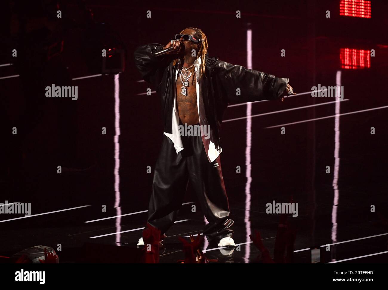 Lil Wayne performs on stage at the MTV Video Music Awards 2023 held at ...