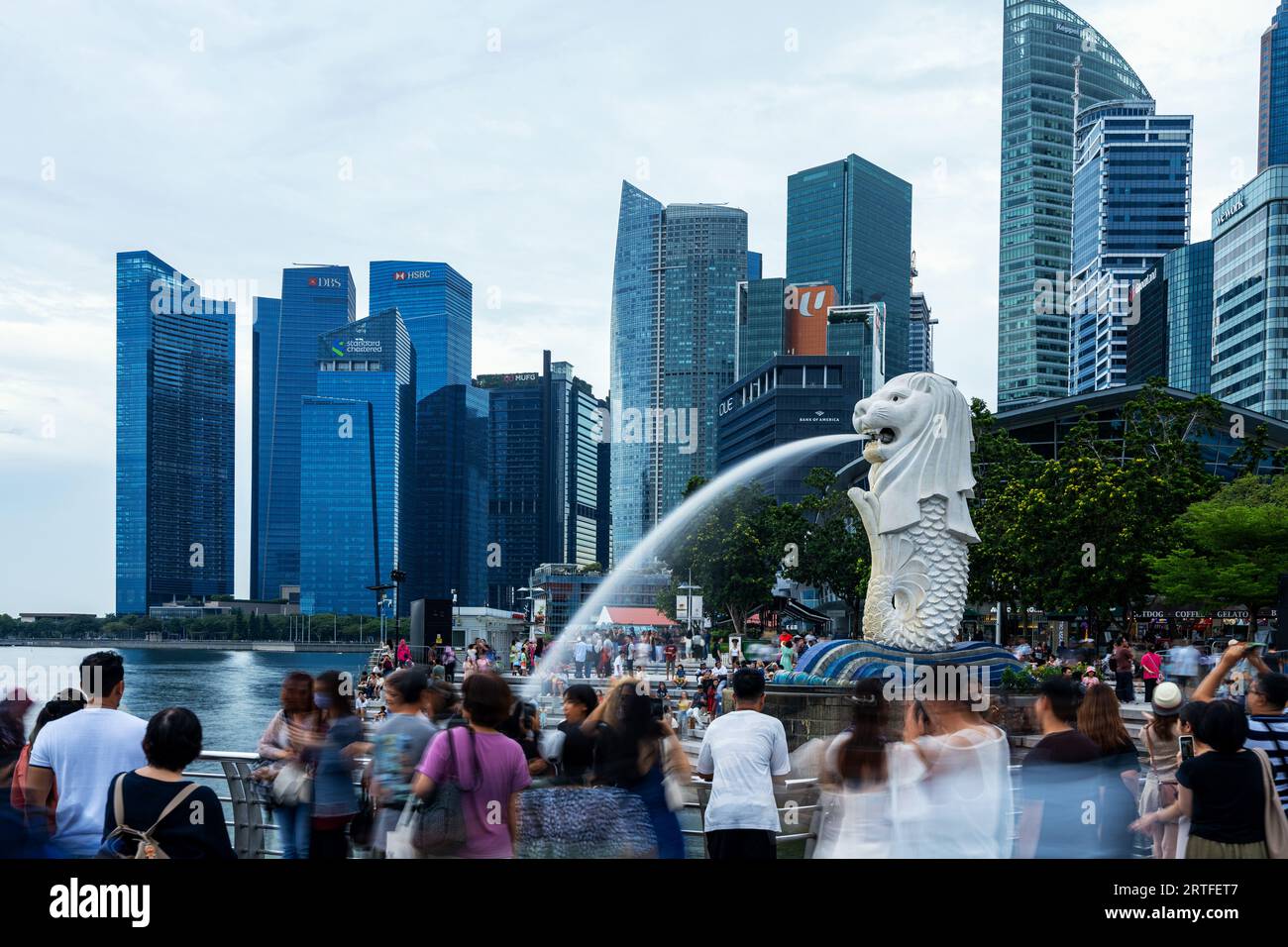 Singapore - August 26, 2023: Merlion the signature of Singapore at the ...