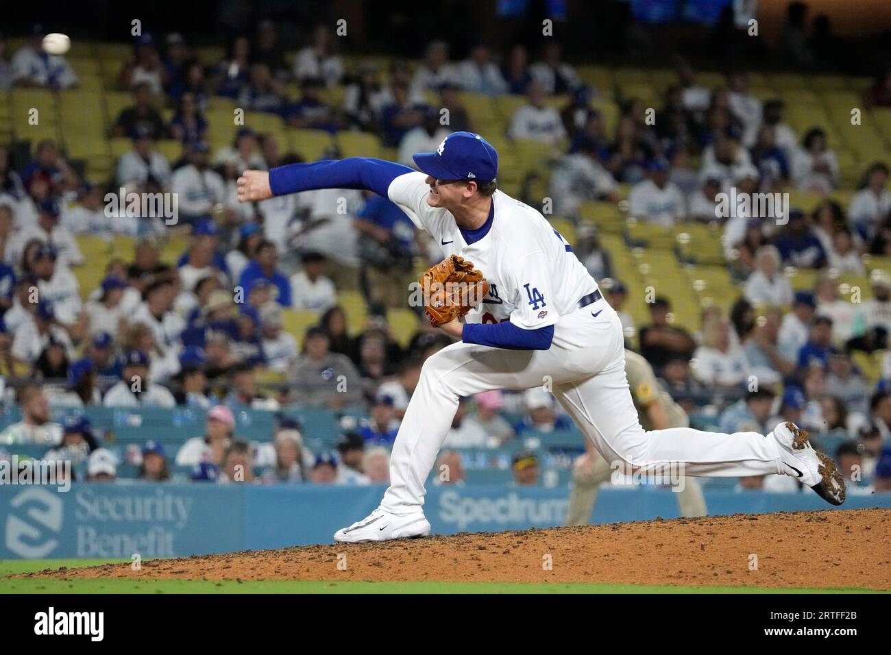 Los Angeles Dodgers relief pitcher Kyle Hurt throws to a San Diego ...