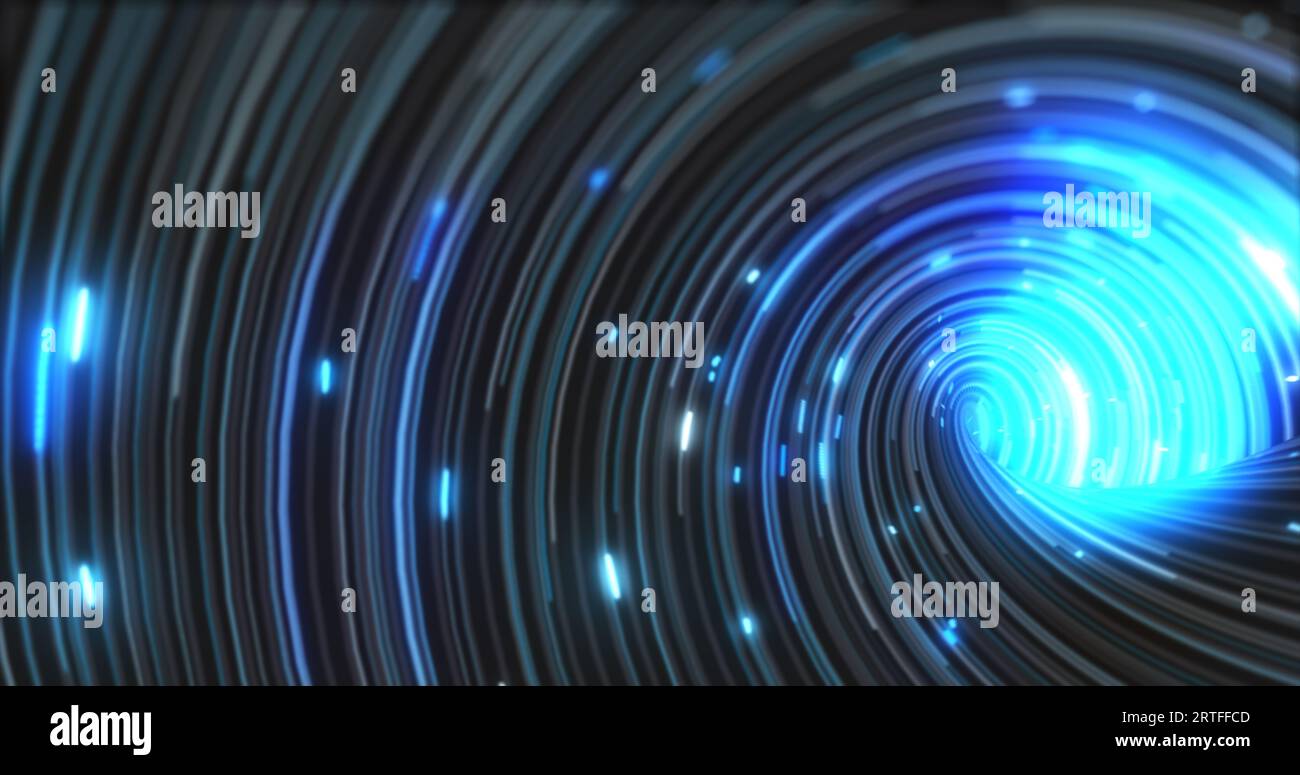 Abstract energy blue swirling curved lines of glowing magical streaks ...